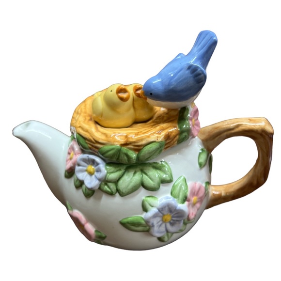 Teleflora | Kitchen | Vintage Teleflora Decorative Teapot Bird Nest ...